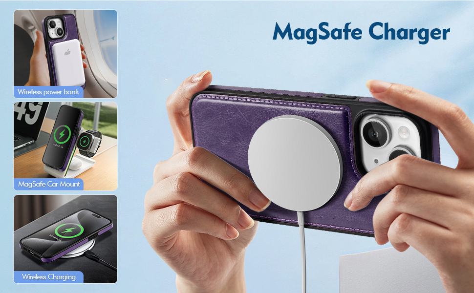 Amazon.com: SkyEagle Compatible with Magsafe 2 in 1 Detachable iPhone 15 Plus Wallet Case with ...
