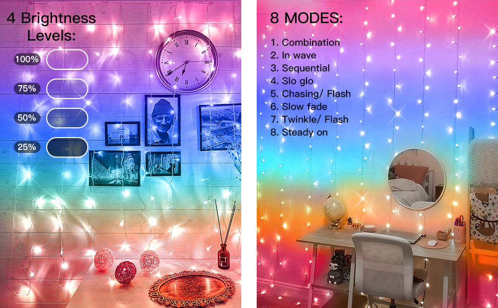 Amazon.com: suddus Curtain Lights for Bedroom, 192 Led 8.3ft x 5.25ft ...