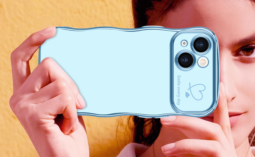 Amazon.com: LCHULLE for iPhone 14 Case for Women Girls, Cute Wave Frame Curly Shape with Love ...