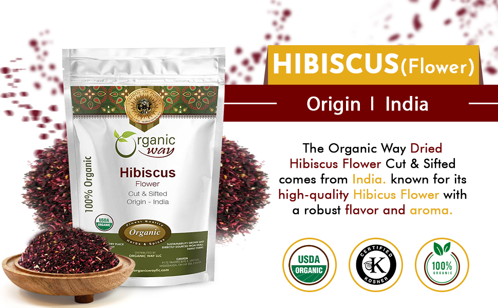 Amazon.com : Organic Way Dried Hibiscus Flower Cut & Sifted (Hibiscus rosa-sinensis) | Herbal ...