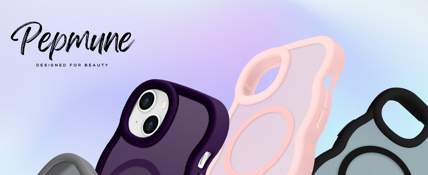 Amazon.com: Pepmune for iPhone 14 Plus/iPhone 15 Plus Case, Curly Wave Frame Hard Translucent ...