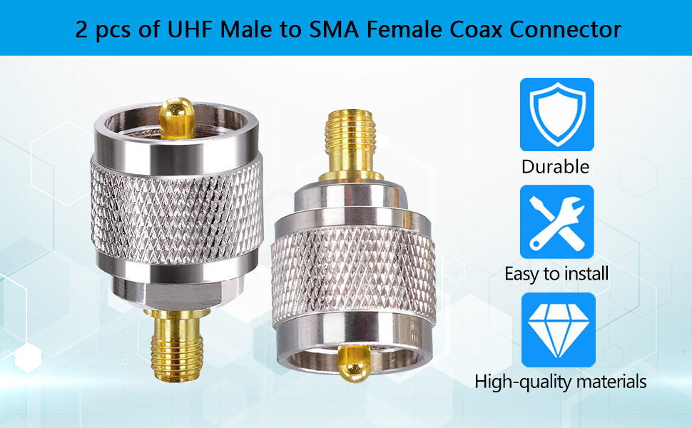 TUOLNK SMA to PL259 Adapter - SMAFemale to UHF PL-259 Male, Coax Connector for CB Radio, SO239 ...