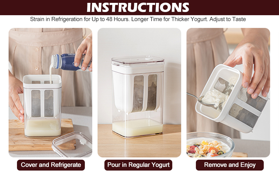 Amazon.com: Yogurt Strainer 2Pack, 19oz/562ml Thick Greek Yogurt Milk Filter, Food Strainer ...