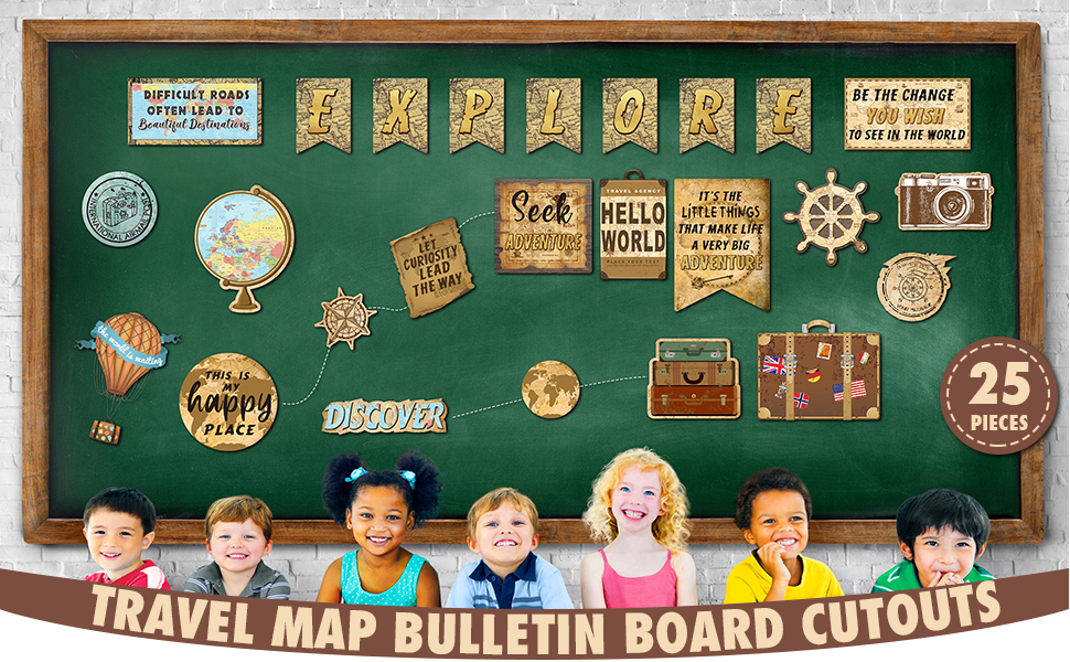 Amazon.com: 25 pieces travel map social studies classroom decorations ...