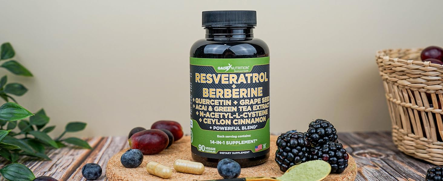 Amazon.com: Gade Nutrition Resveratrol Berberine Quercetin Grape Seed Extract Green Tea Extract ...