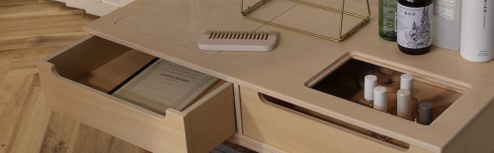 Amazon | HOPPL ホップル コロコロ キッチン おままごとキッチン ままごとセット 木製 サイドテーブル チェスト 引き出し付き 収納 長く使える お飯事 (ミルキーホワイト ...