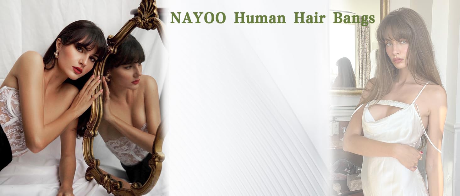 Amazon.com : NAYOO Bangs Hair Clip 100% Real Human Hair Toppers 360°3D Cover Clip in Bangs Hair ...