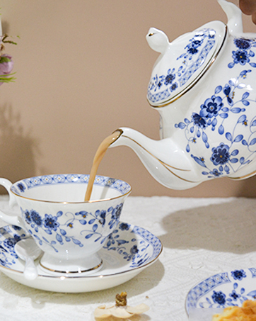 Amazon.com | LE POTOCIO Bone China Tea Set, 21-Pieces Porcelain Tea Set for Adults, Tea Cups And ...