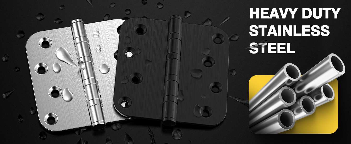 KOLET Ball Bearing Door Hinges, 4 x 4 Inches Door Hinges, Heavy Duty Stainless Steel Hinges, 5/8 ...