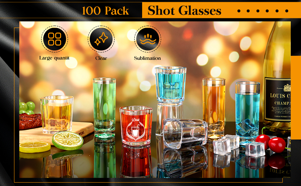 Amazon.com | FillTouch 100 Pcs Shot Glasses Set 2.2 oz Mini Shot Cup ...