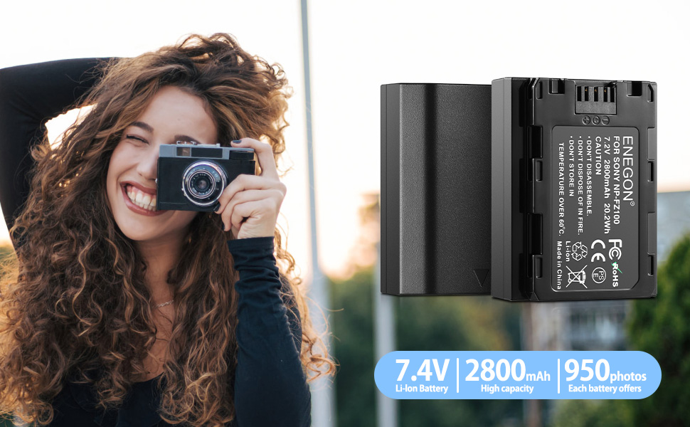 ENEGON Batería NP-FZ100 (2800 mAh, 1 batería), batería Recargable de Iones de Litio, Compatible ...