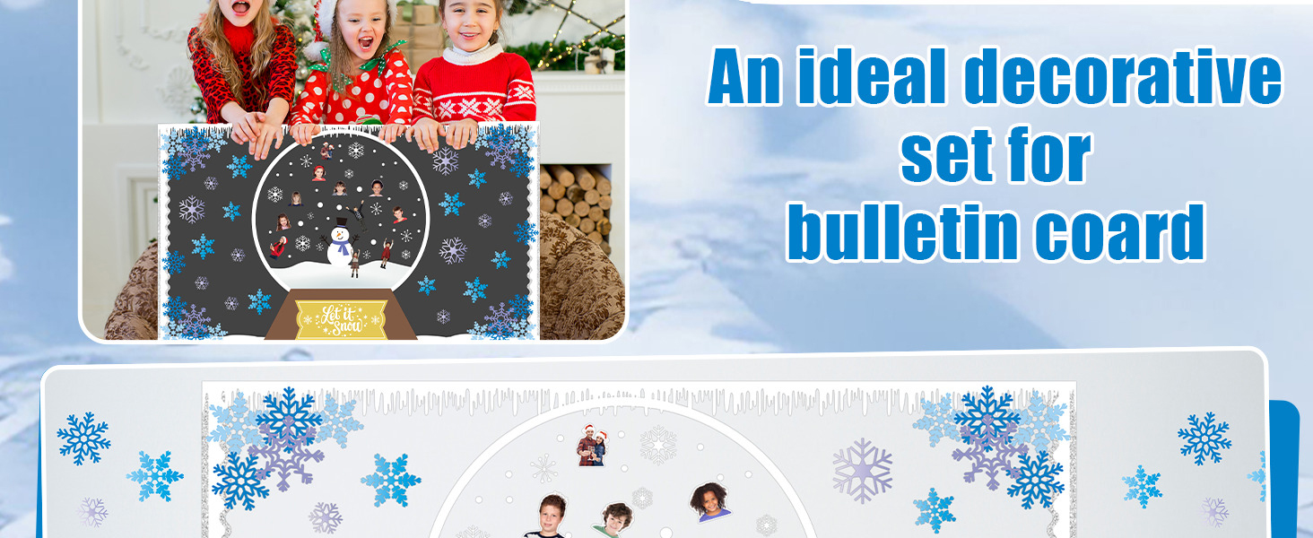 Amazon.com: Winter Snowman Bulletin Board Decorations Set Snowflake ...