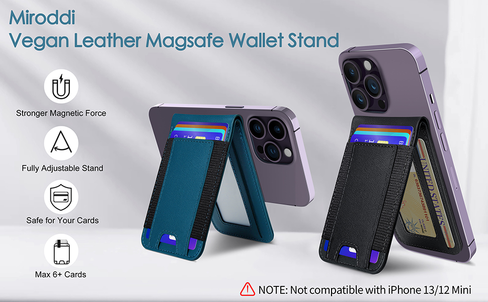 Amazon.com: Miroddi for MagSafe Wallet Stand, Magnetic Phone Wallet with Adjustable Stand ...