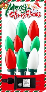 Amazon.com: Multi Color C9 Big Bulbs Classic Christmas Lights 50 LED ...