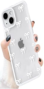 NITITOP Compatible with iPhone 14 Plus / 15 Plus Case Clear Cute Sparkly 3D Bow Bling Glitter ...