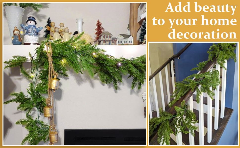 Amazon.com: Watayo 6 Ft Christmas Norfolk Pine Garland - Dense Real Touch Pine Greenery Garlands ...