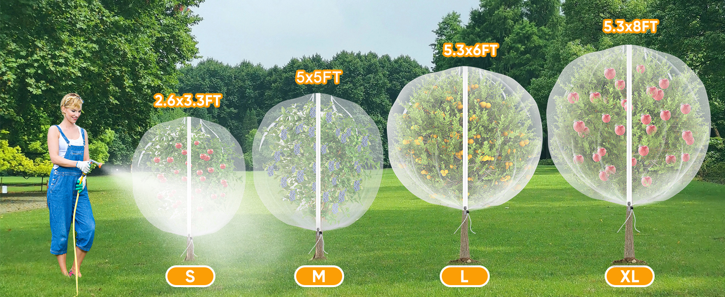 Amazon.com : Fruit Tree Netting for Cicadas - with 4Pcs 3.3Ftx3.3Ft Zipper&Drawstring Protection ...