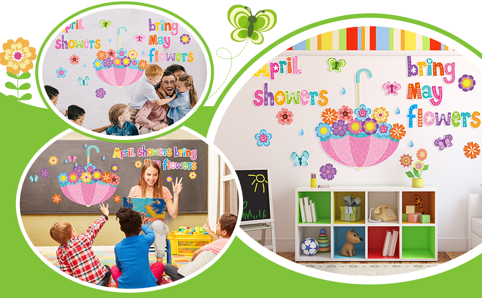 Amazon.com : Gueevin April Showers Bring May Flowers Decorations Spring ...