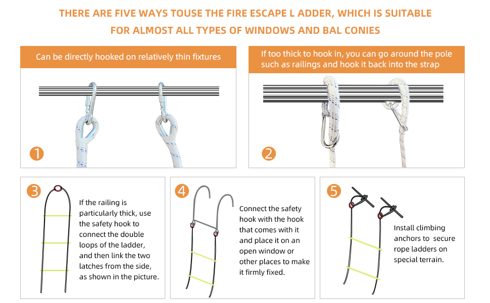 Fnulrzmt 16ft Fire Escape Ladder 2 Story Flame Resistant Emergency Fire ...