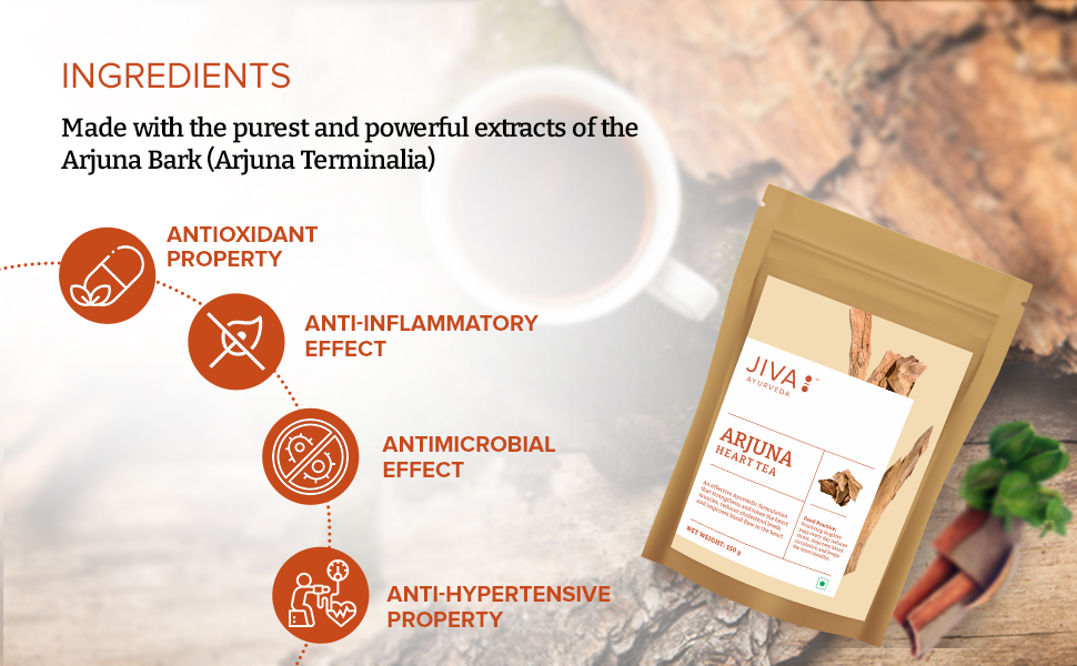 Jiva Arjuna Caffeine Free Ayurvedic Tea - 100% Pure & Natural Goodness of Arjuna - 150 Gram ...