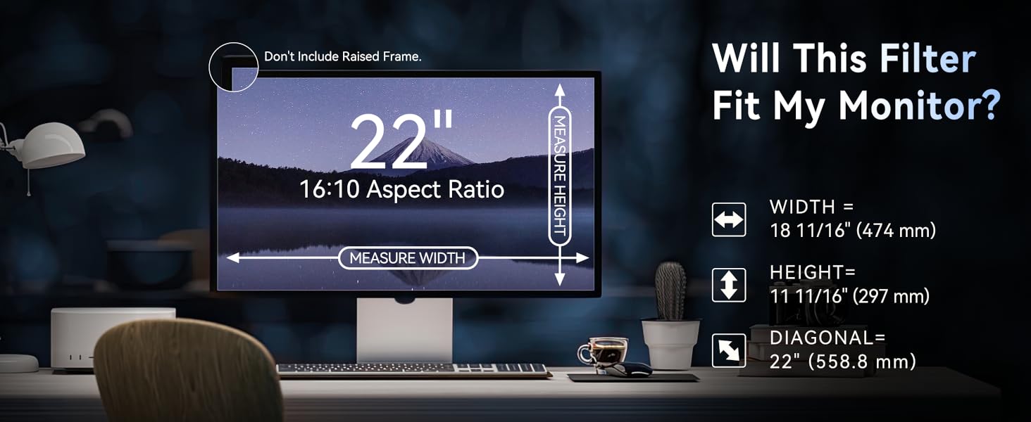 Amazon.com: [2-Pack] 22 Inch Computer Privacy Screen Filter for 16:10 ...