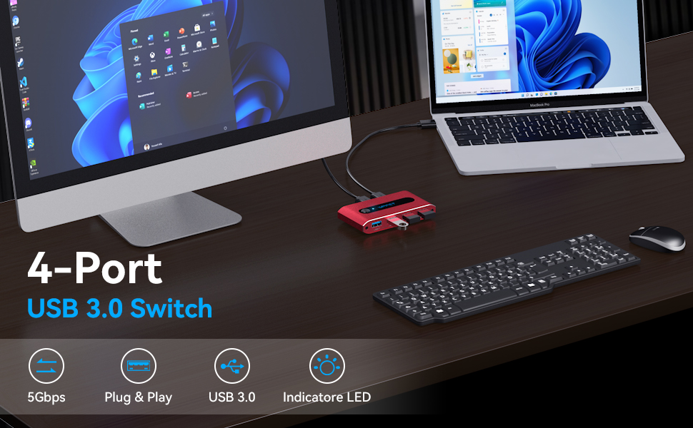 USB 3.0 Switch selector 4 Port USB switcher 2 Computers Sharing 4 USB ...