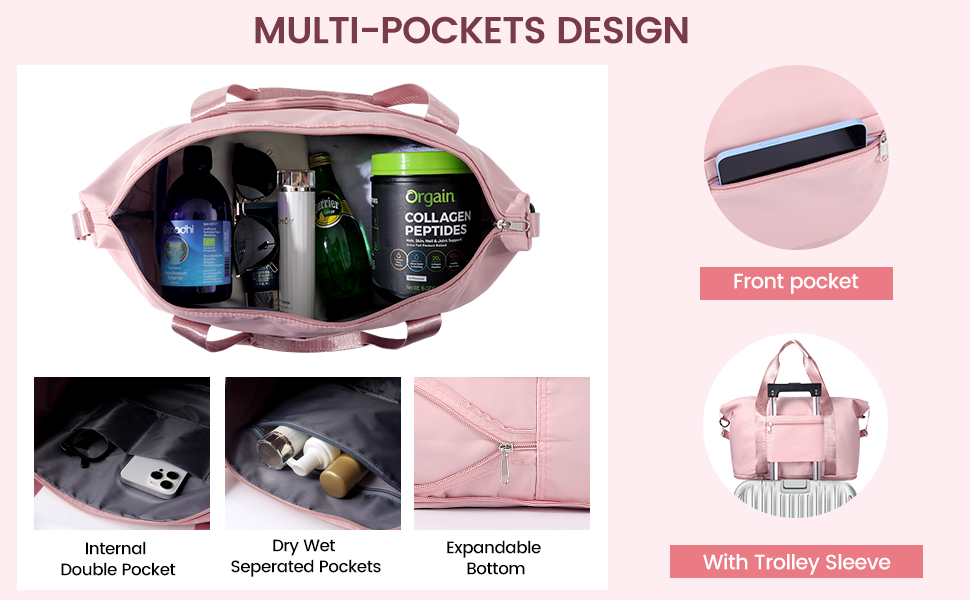 Amazon.com | Travel Duffle Bag - Overnight Shoulder Bag for Women, Waterproof Weekender Bag ...