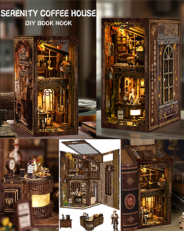Amazon.com: ISSEVE Book Nook Kit, 3D Wooden Puzzle DIY Miniature House Kit for Booknook Shelf ...