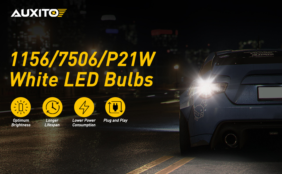 AUXITO 2600 Lumens 1156 LED Bulbs BA15S P21W 7506 LED Light Bulbs Replacement for Backup Reverse ...