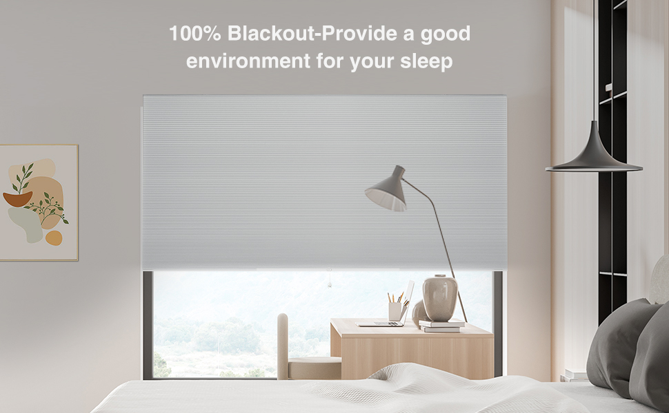 Amazon.com: Ilot Queyries No Tools No Drill Blackout Cellular Shades 【Adhesive Trimmable ...