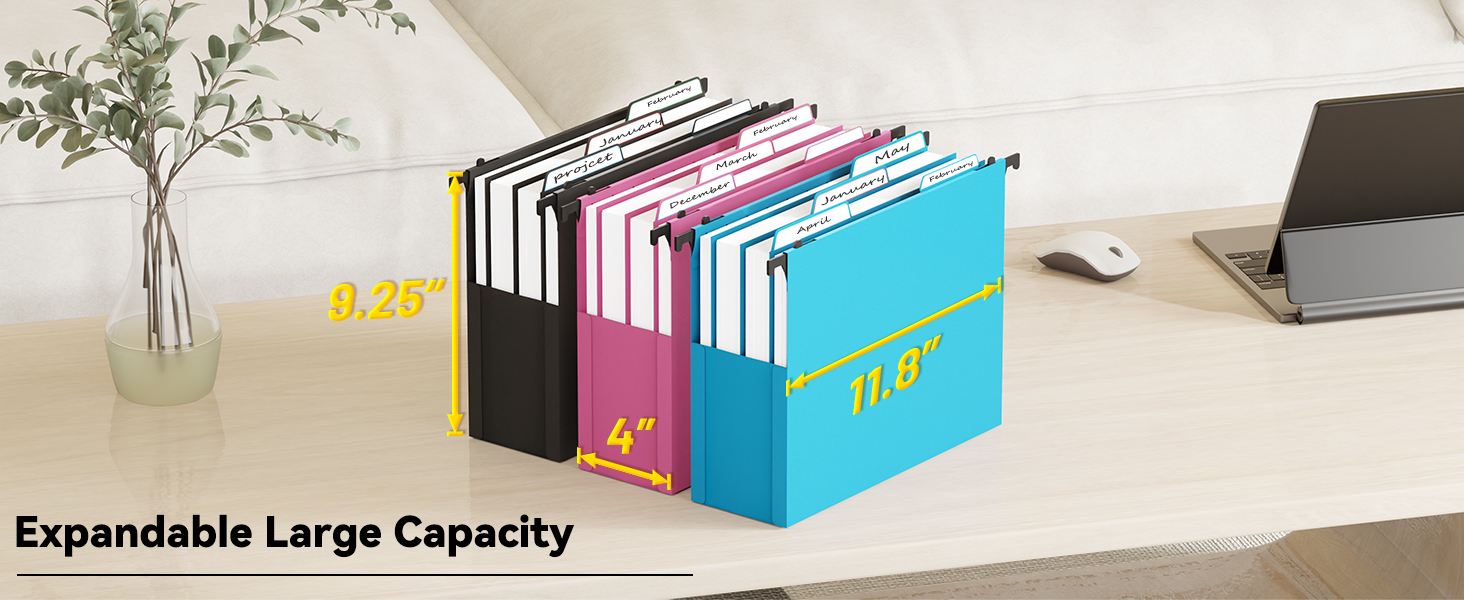 Amazon.com : Ansook Plastic High Capacity Hanging File Folders,Heavy ...