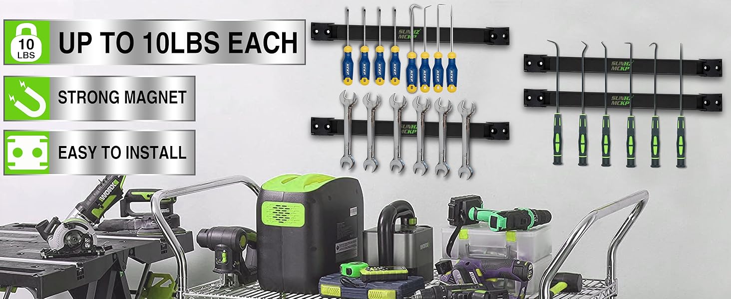 Amazon.com: SUNHZ MCKP 12" Magnetic Tool Holder Strip, 8 Pack Metal Tool Magnet Bar, Wall Mount ...