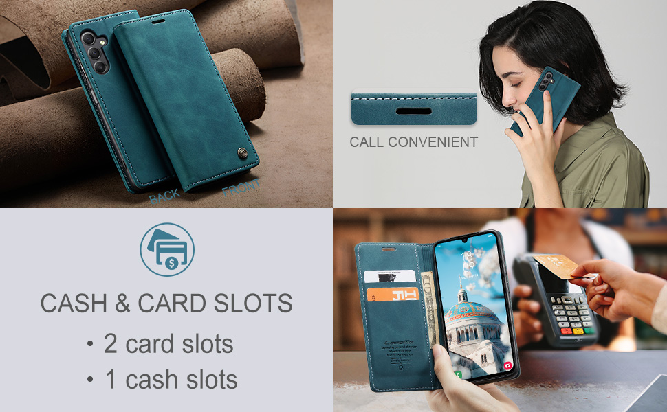 Amazon.com: Kowauri for Samsung Galaxy A15 Case,Leather Wallet Case Classic Design with Card ...