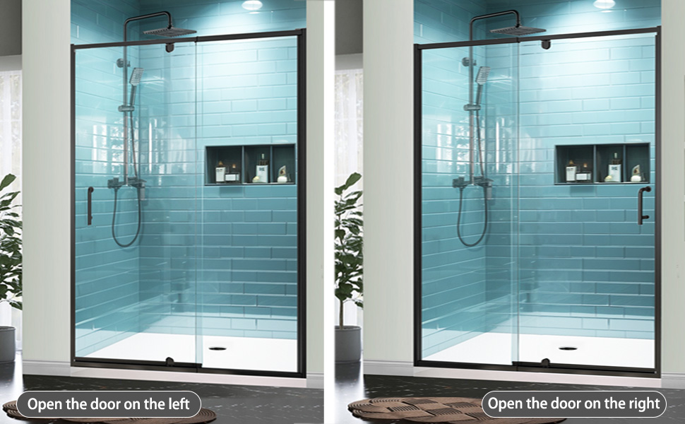 GroGro 56-60" W x 71" H Semi-Frameless Pivot Glass Sliding Shower Door,Pivot Shower Door with 1/ ...