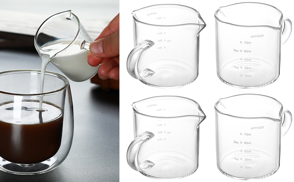 Amazon.com: Yarlung 4 Pack Measuring Cups Espresso Shot Glasses, Double Spouts Espresso Cup ...