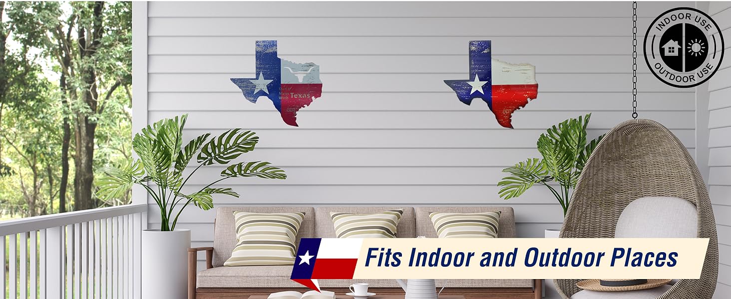 Amazon.com: Tegik Texas Decor, Texas Wall Art, Rustic State Flag Map Metal Sign for Porch Garage ...