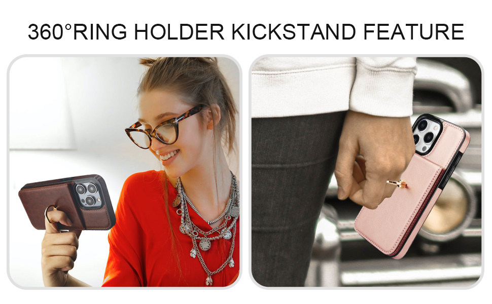 Amazon.com: KIHUWEY for iPhone 15 Pro Max Case Wallet with Credit Card Holder, 360° Rotation ...