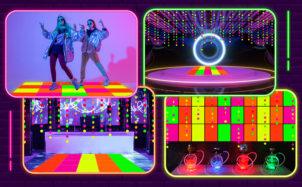 Amazon.com : 40 Sheets Neon Papers Glow Party Decorations Neon Party ...