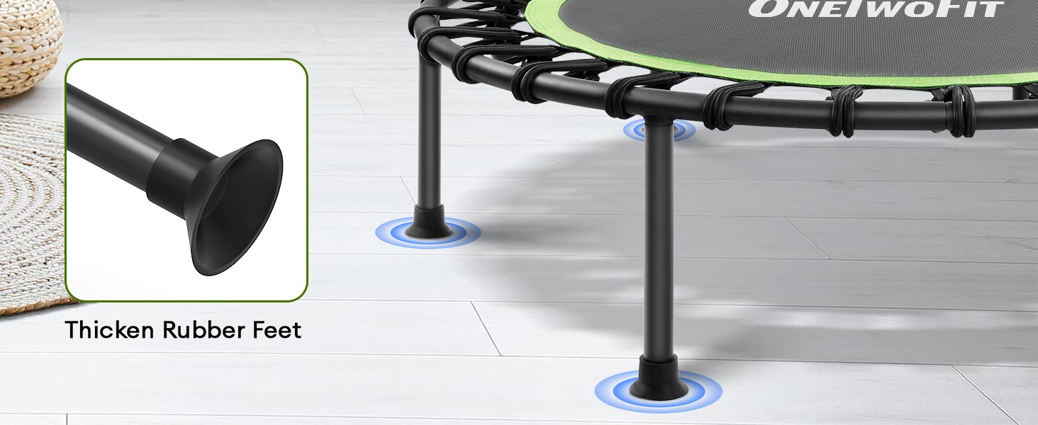 ONETWOFIT 42" Mini Trampoline, Rebounder Trampoline for Adults Silent Indoor Exercise Fitness ...