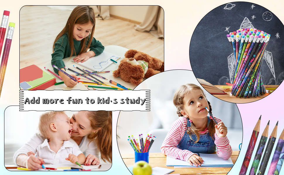 Amazon.com: 100 Pieces Wooden Pencil with Eraser Assortment Colorful ...