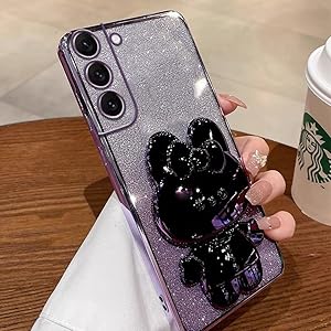 Amazon.com: for Samsung Galaxy S24 Fe Case for Women Girls,Cute Hidden Rabbit Mirror Kickstand ...