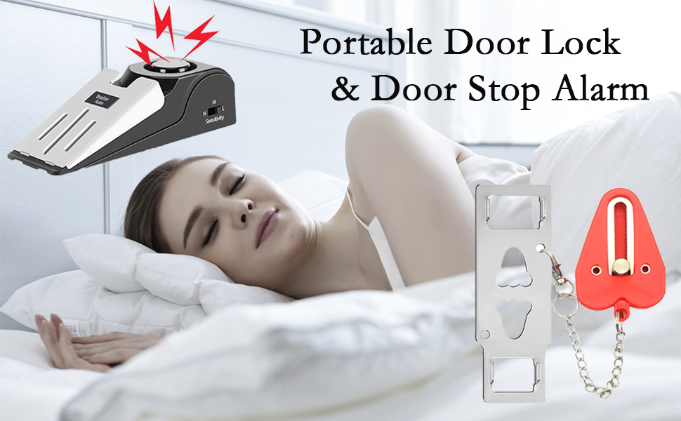Hotel Door Locks for Travelers, Portable Door Lock & Door Stop Alarm, 2 ...