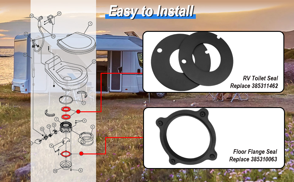Amazon.com: RV Toilet Seal Fit for Dometic Sealand 506 510 511H 2010 2011 VacuFlush 606 1006 ...