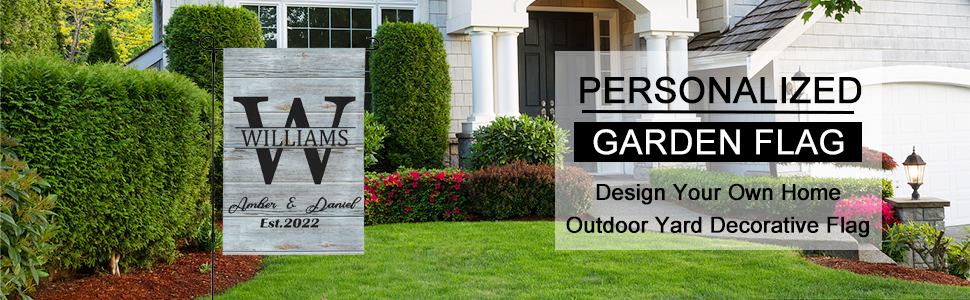 Amazon.com : Personalized Garden Flag Outside 12"x18"/28”x40” Double Sided Custom Welcome ...