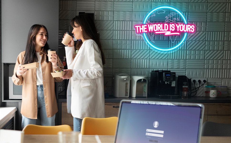 Amazon.com : The World Is Yours Neon Sign, Carved Planet The World Is Yours LED Neon Light Lamp ...