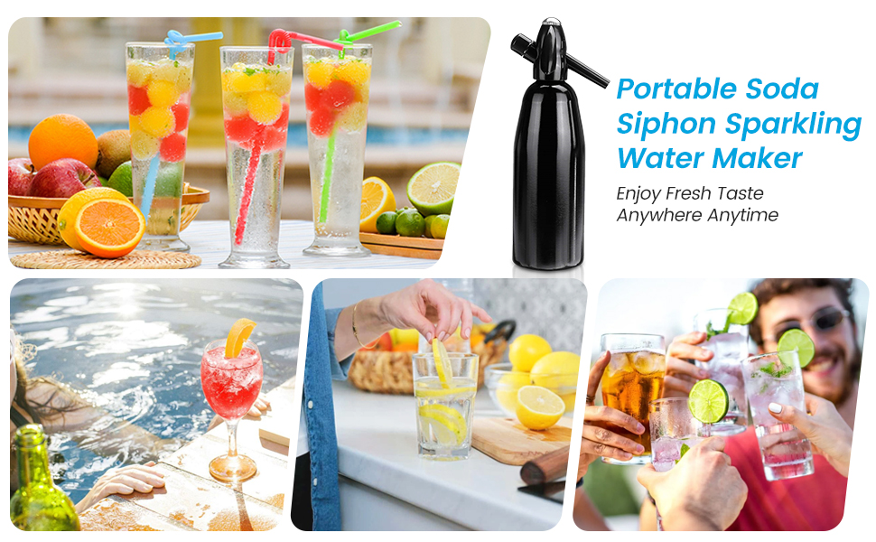 Amazon.com: Soda Siphon, 1L Carbonated Water Machine, Soda Maker, Portable Aluminium Sparkling ...
