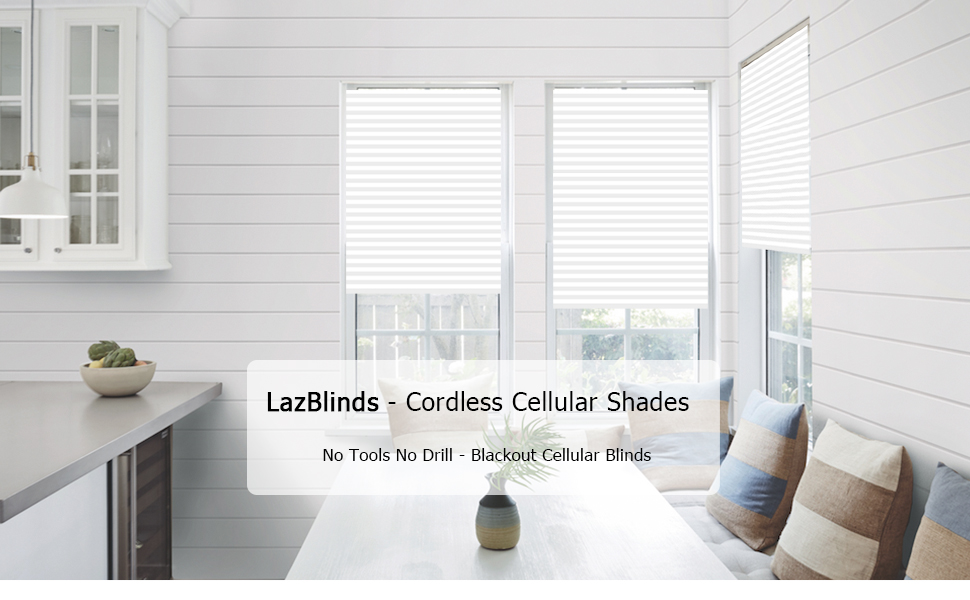 Amazon.com: LazBlinds Cordless Cellular Shades No Tools No Drill Blackout Cellular Blinds for ...