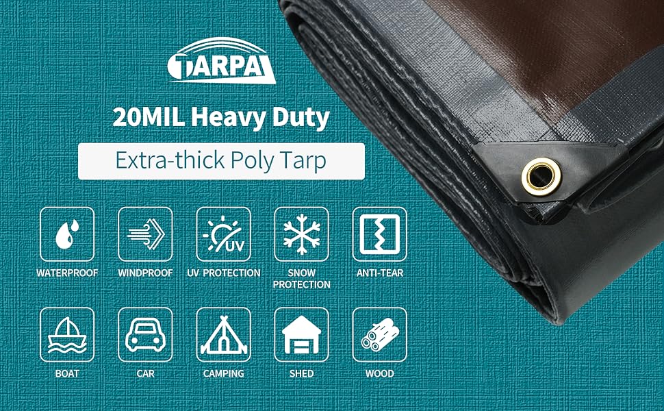 Amazon.com: TARPAL tarp 10x20 20mil Super Heavy Duty Tarps Cover Waterproof UV Resistant Rip and ...