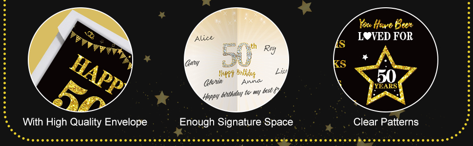 Amazon.com : Large 50th Birthday Card With Envelope, Jumbo 50 Birthday Guest Book Greeting Cards ...
