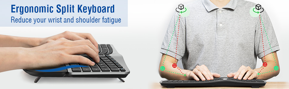 Mk960 Ergo Wireless Keyboard Mouse Combo Bluetooth 2 4g Split Design Keyboard With